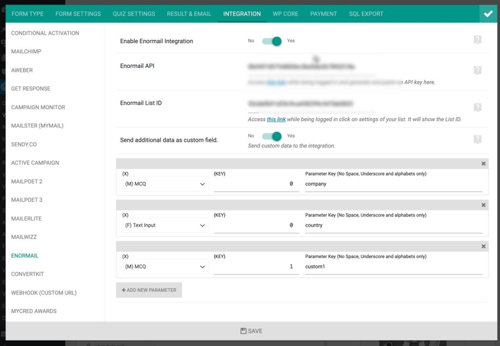 Enormail Integration with eForm - eForm